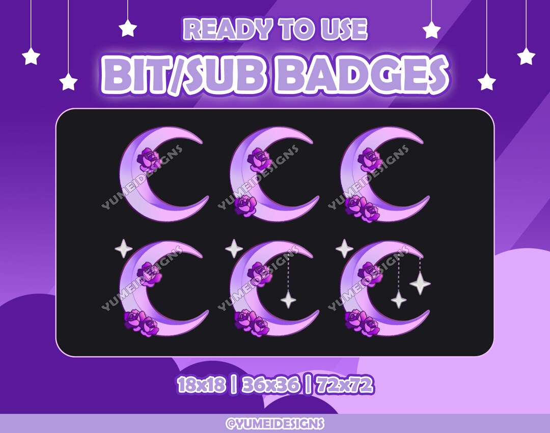 Moon & Stars Twitch Sub Badges | Moon Bit Badges | Purple Sub Badges ...