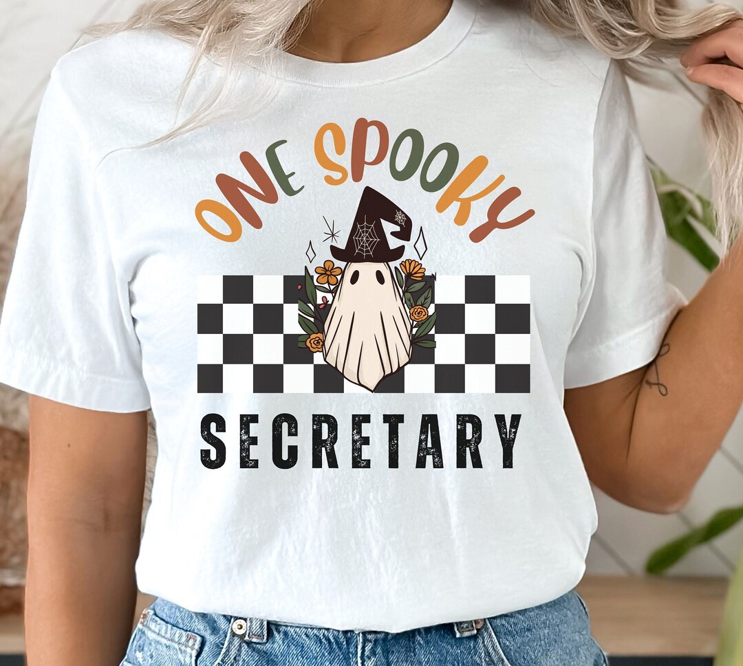 One Spooky Secretary Tee Shirt, Halloween Ghost Tshirt, Gift for Her ...