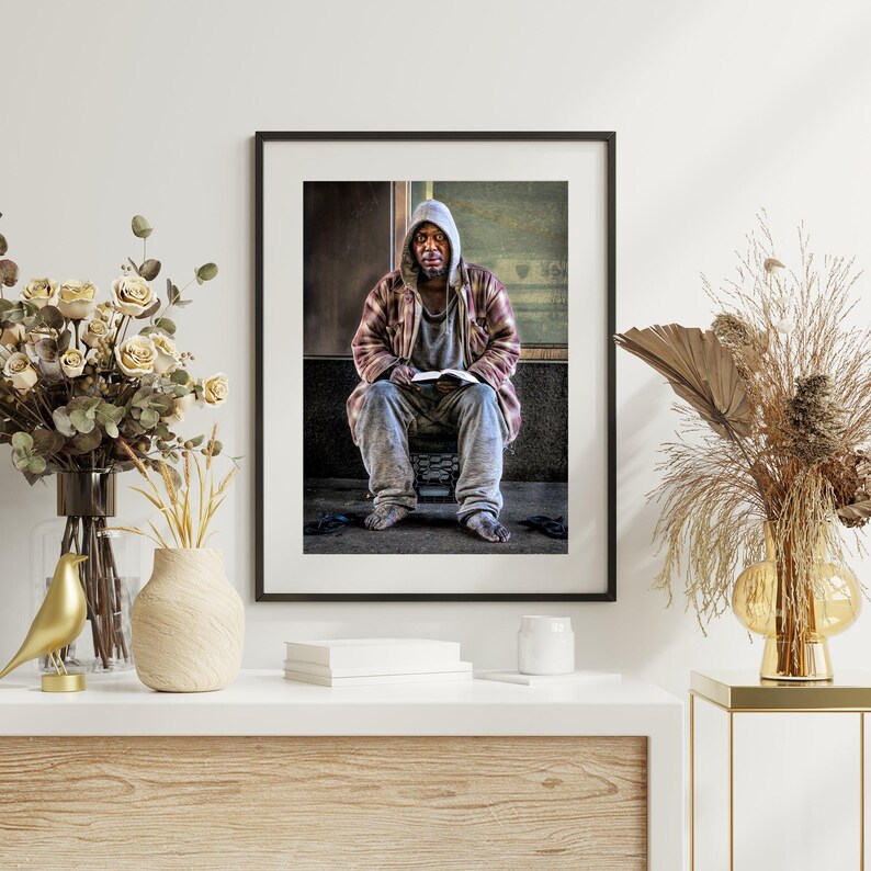Homeless Man Reading Bible New York City | Wall Art - Etsy