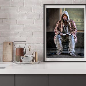 Homeless Man Reading Bible New York City Wall Art - Etsy