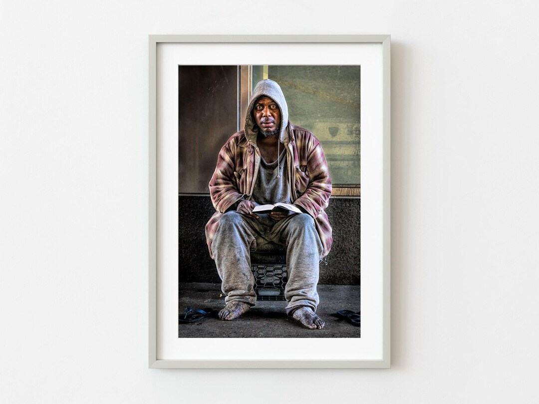 Homeless Man Reading Bible New York City Wall Art - Etsy
