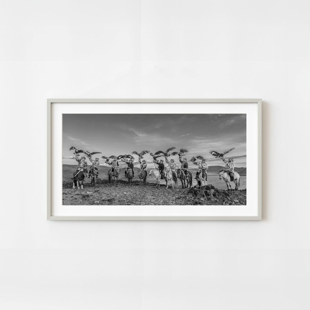 Mongolia Gobi Desert Eagle Riders on Horseback Nomadic Culture Morning ...