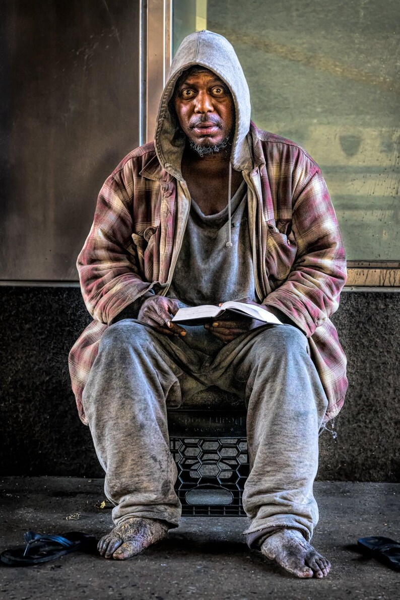Homeless Man Reading Bible New York City Wall Art - Etsy