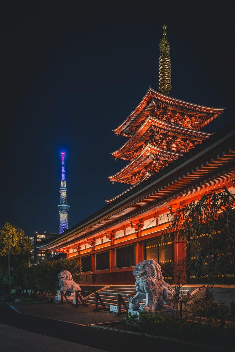 Sensoji Temple With Tokyo Skytree View, Japanese Photography Print ...