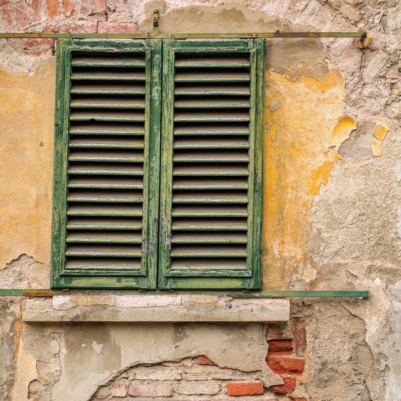 Weathered Green Tuscan Window | Wall Art - Etsy