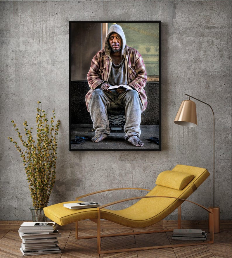 Homeless Man Reading Bible New York City Wall Art - Etsy