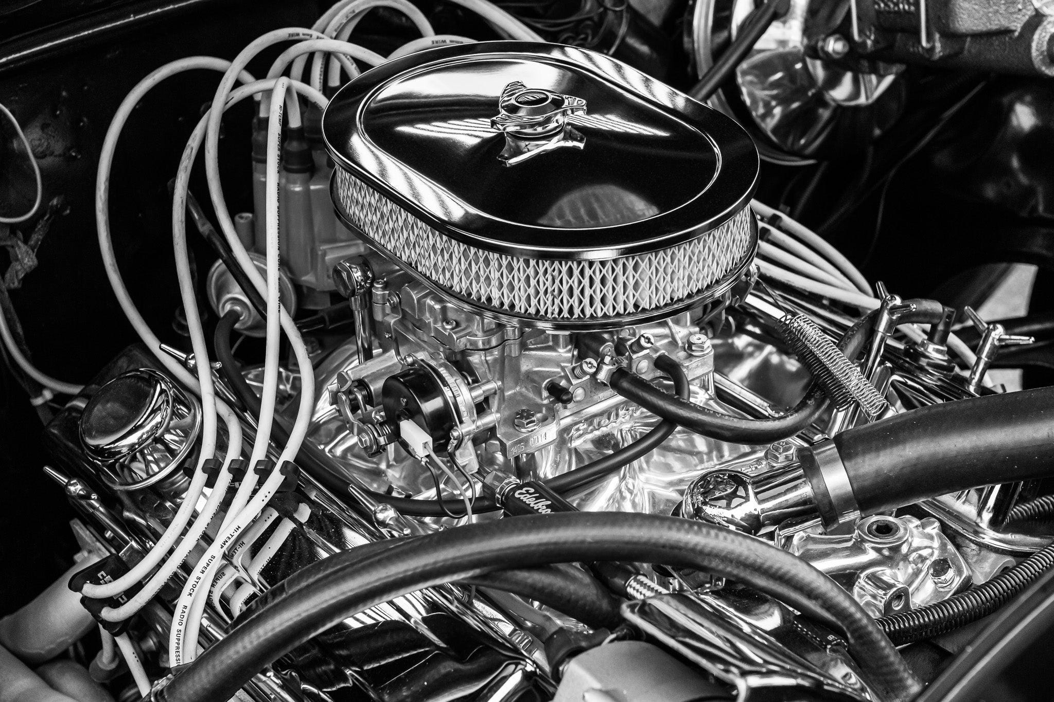 Hot Rod Engine Black and White | Wall Art - Etsy
