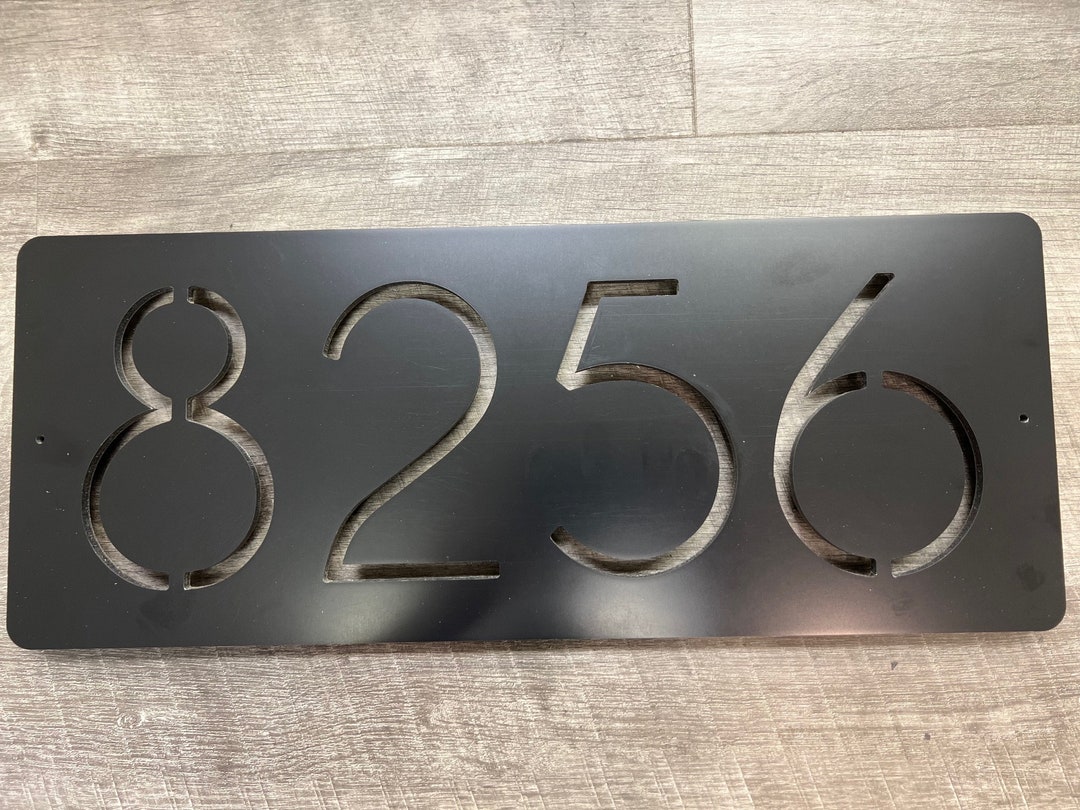 Thin Modern House Number Sign Plaque Modern Contemporary Font Address ...