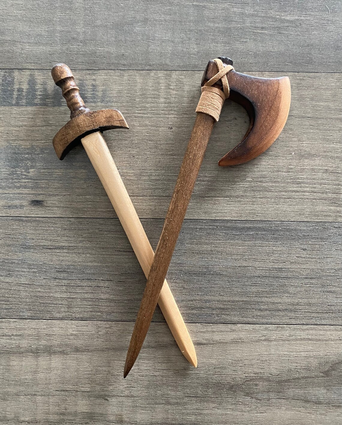 Hand Carved Axe and Sword Hairpins - Etsy