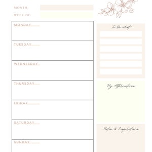 Weekly Planner Printable,fillable Planner,minimal Productive Planner ...