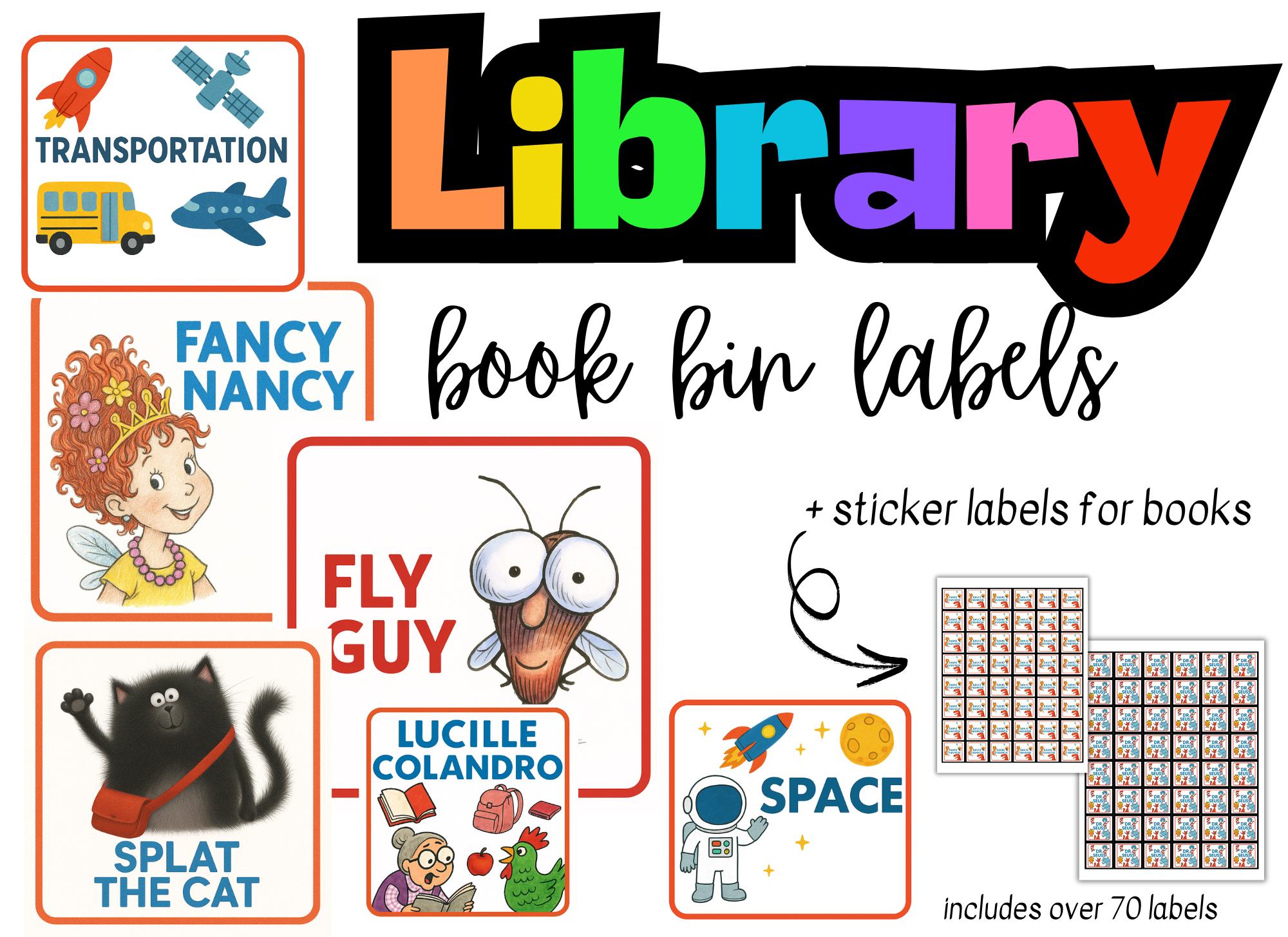 Classroom Book Bin Labels With Mini Labels for Books - Etsy