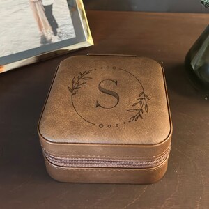 Custom Initial Jewelry Box, Engraved Vegan Leather Jewelry Storage ...