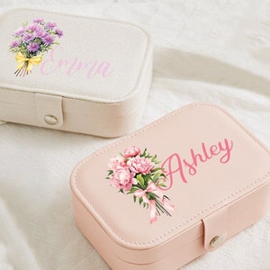Custom Flower Bouquet Jewelry Box, Dainty Name Jewelry Case ...