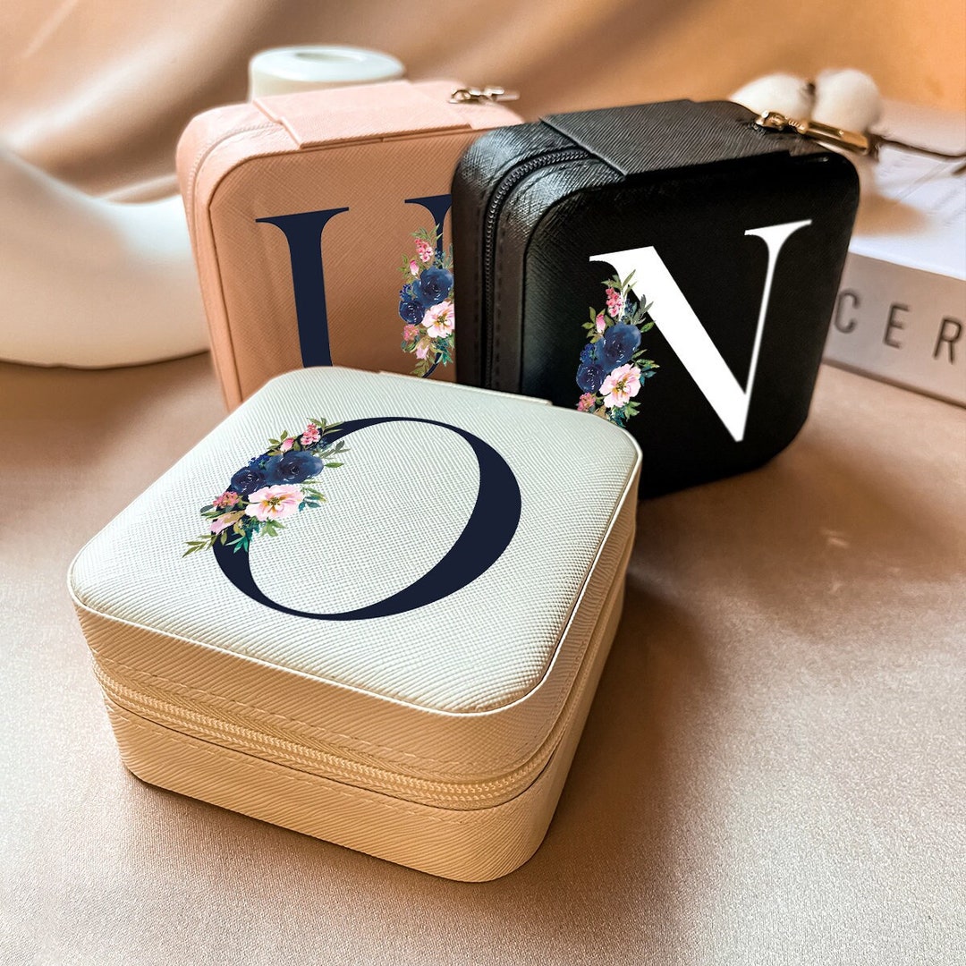 Initial Travel Jewelry Box, Personalized Mothers Day Gift, Birthday ...