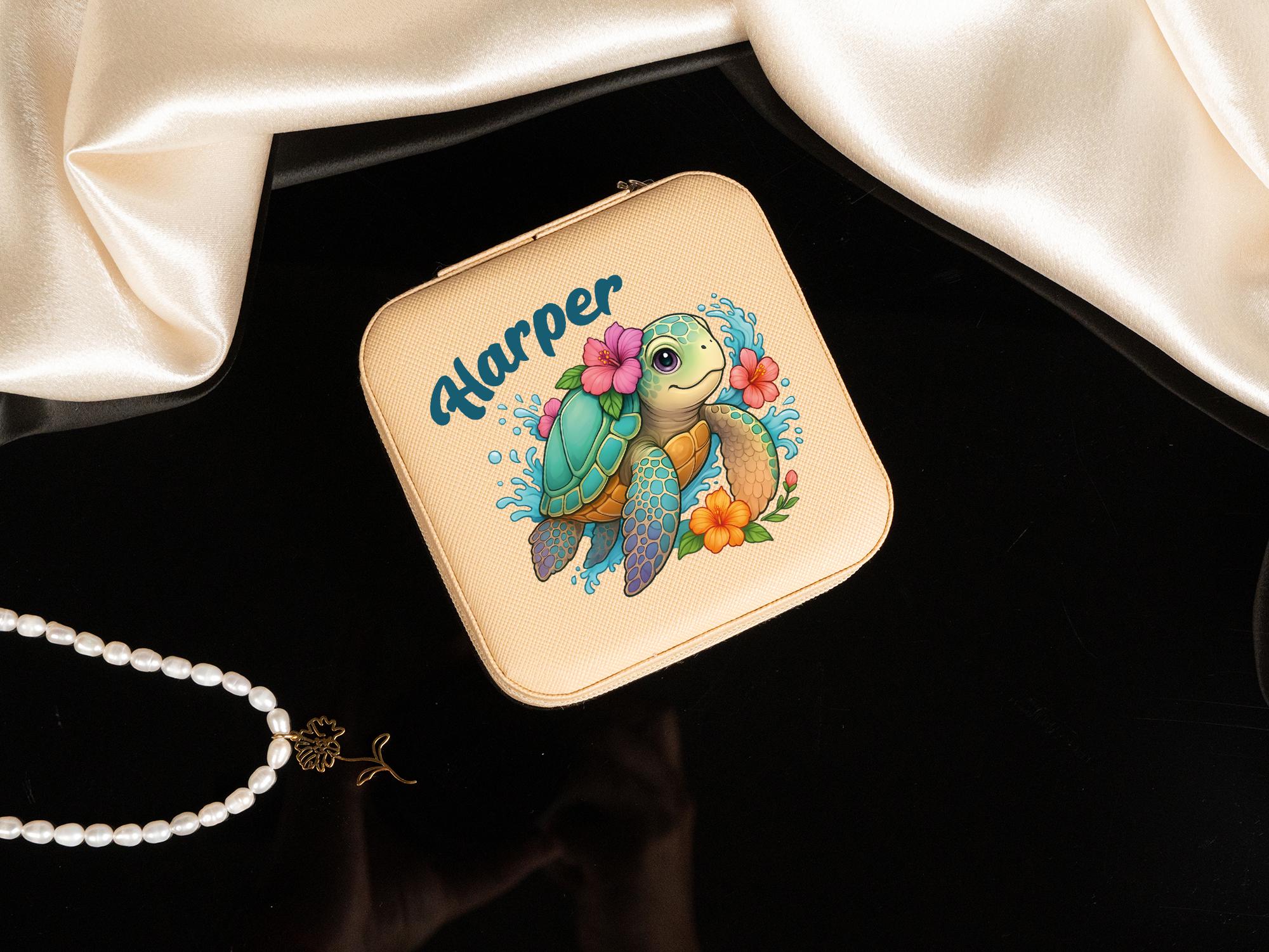 Sea Turtle Jewelry Box: Personalized Ocean Theme Vegan Leather Case - Etsy