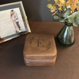 Custom Initial Jewelry Box, Engraved Vegan Leather Jewelry Storage ...