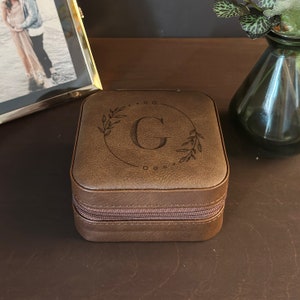 Custom Initial Jewelry Box, Engraved Vegan Leather Jewelry Storage ...