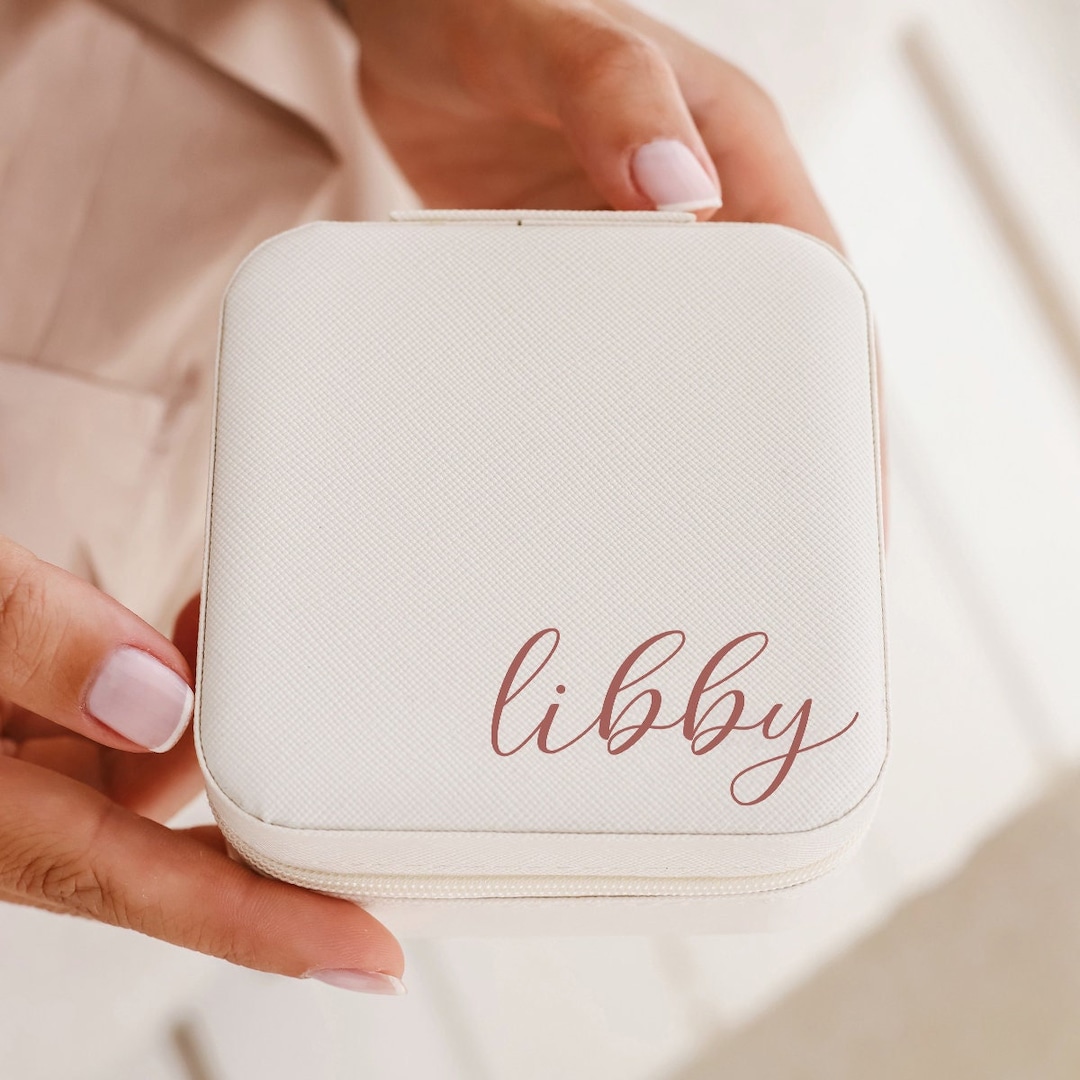 Custom Name Jewelry Box, Wedding Jewelry Travel Organizer, Bridal Party Jewelry Box, Bridesmaid ...