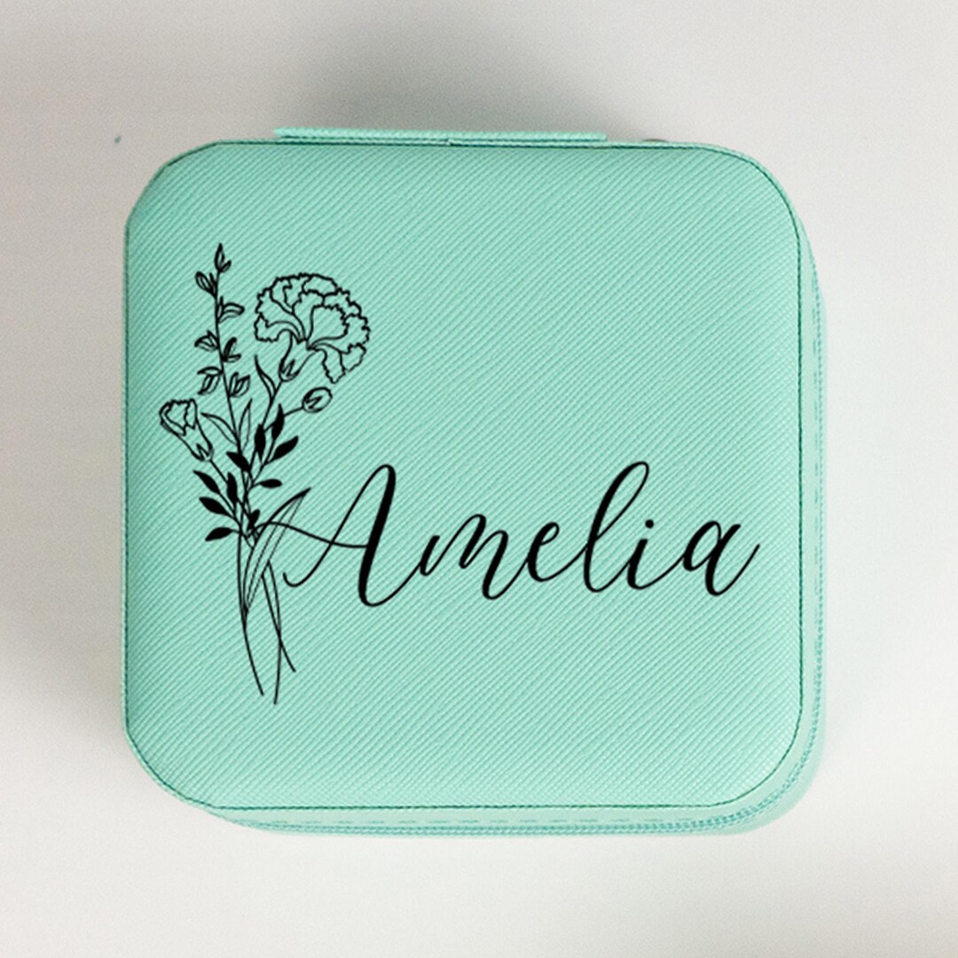 Floral Wedding Jewelry Box, Name Bridesmaid Gifts, Personalized Gifts ...
