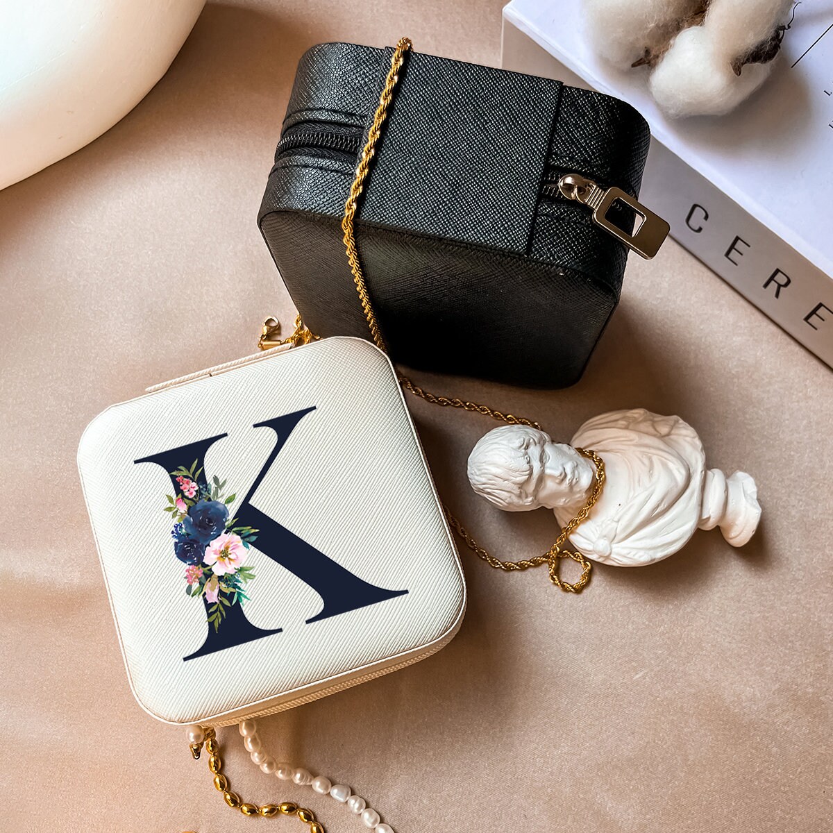 Initial Travel Jewelry Box, Personalized Mothers Day Gift, Birthday ...