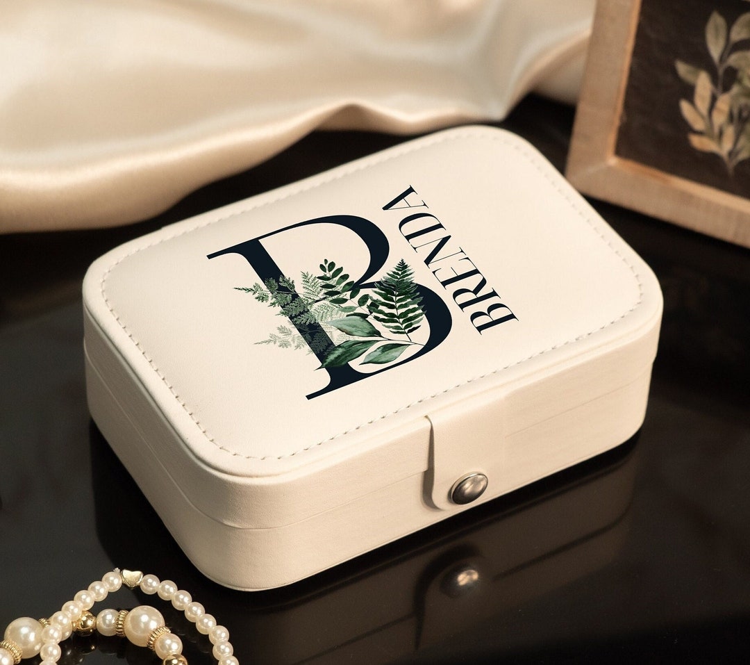 Custom Initial With Name Jewelry Box, Floral Letter Jewelry Organizer ...