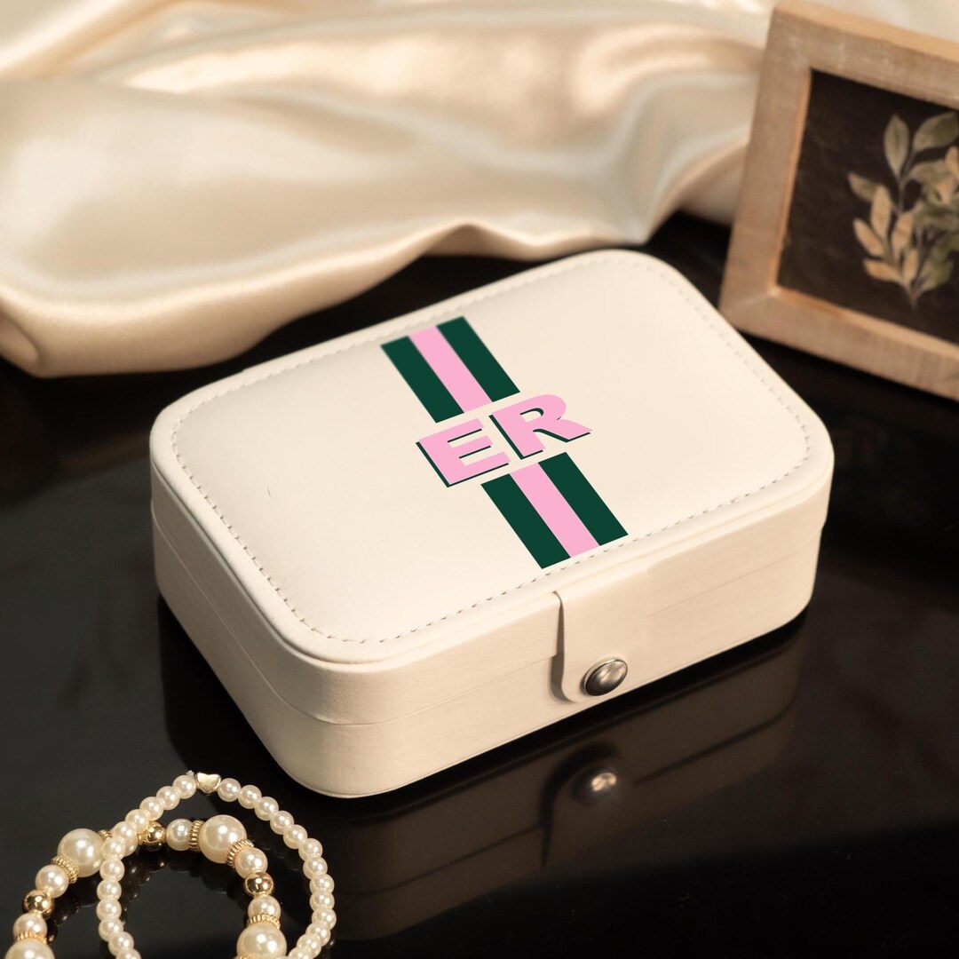 Initial Jewelry Box, Shadow Monogram Travel Jewelry Case, Personalized ...