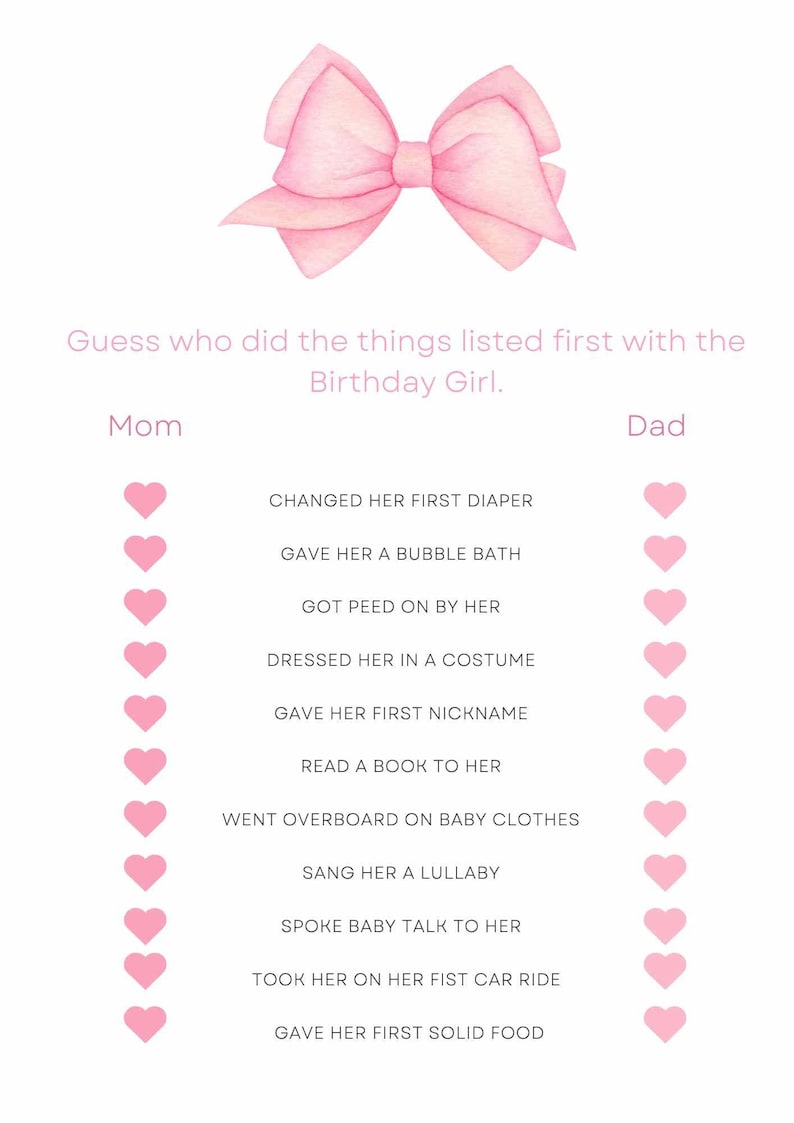 First Birthday Trivia and Letter to Baby First Birthday Games - Etsy