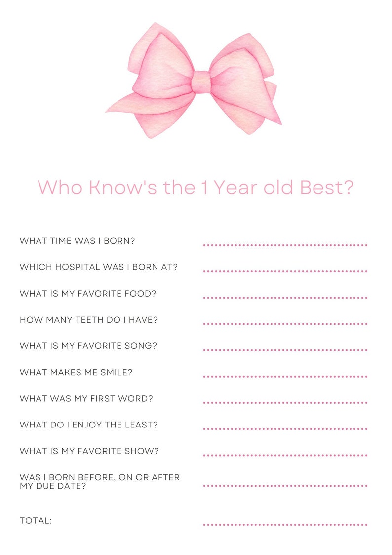 First Birthday Trivia and Letter to Baby First Birthday Games - Etsy