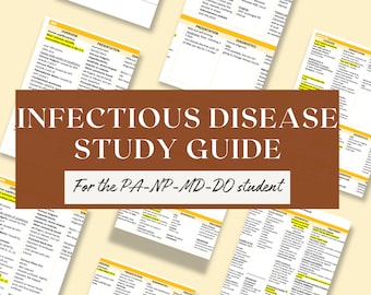 Infectious Disease Complete Study Guide / PANCE Blueprint / Chart ...
