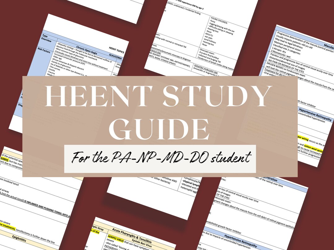 HEENT Study Guide, Customizable Exam Prep (pdf Download) - Etsy