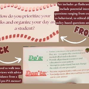 PA School Interview Flashcard Set / Pre-pa Interview Prep / Pre-pa ...