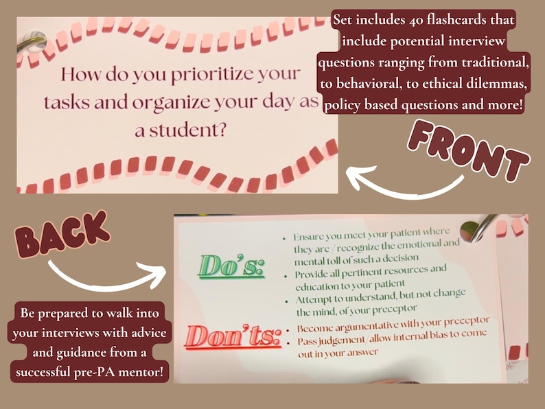 PA School Interview Flashcard Set / Pre-pa Interview Prep / Pre-pa ...