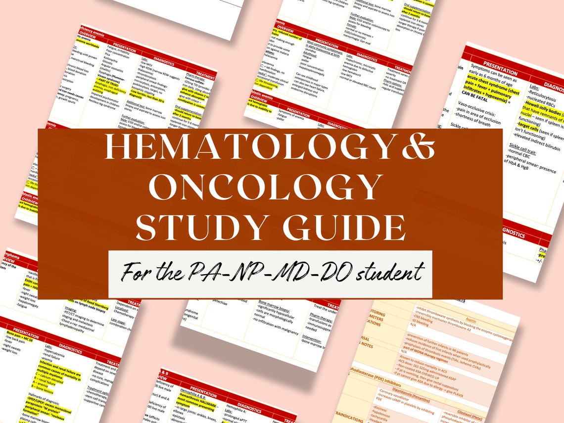 Hematology Oncology Study Guide | Customizable Review (PDF Download) - Etsy