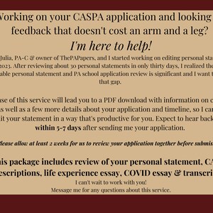 Personal Statement & CASPA Application Review Service Pre-pa Student ...