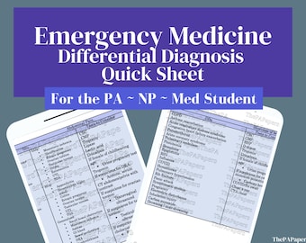 Emergency Medicine Differential Diagnosis Quick Sheet / Physician ...