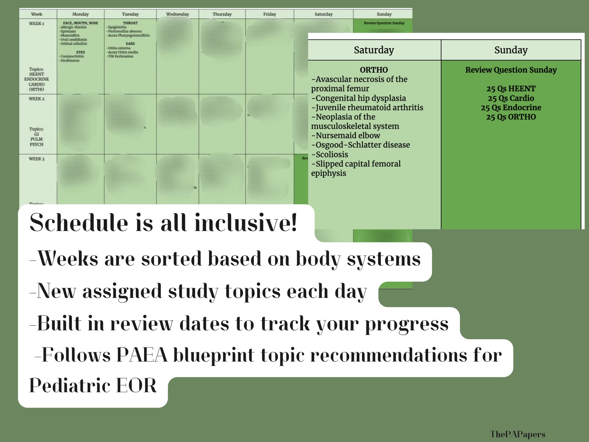 4 Week Pediatrics EOR Study Plan / Pediatrics EOR Study Plan / EOR ...