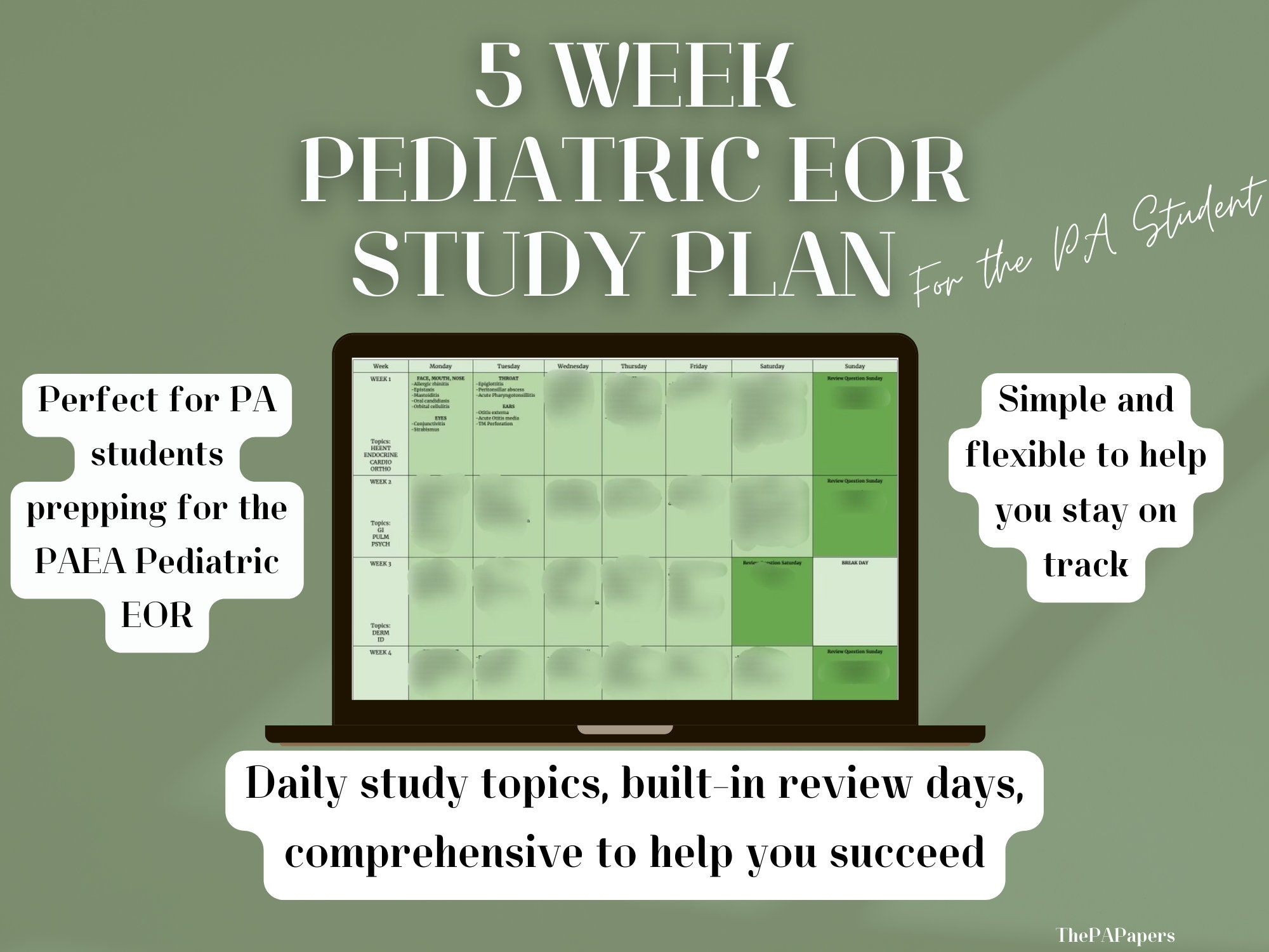 Pediatric EOR Study Plan / 5 Week Physician Assistant Pediatric End of ...
