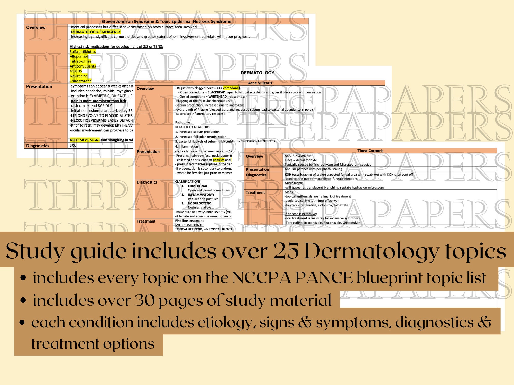 Dermatology Study Guide / PA Dermatology Study Guide / NP - Etsy