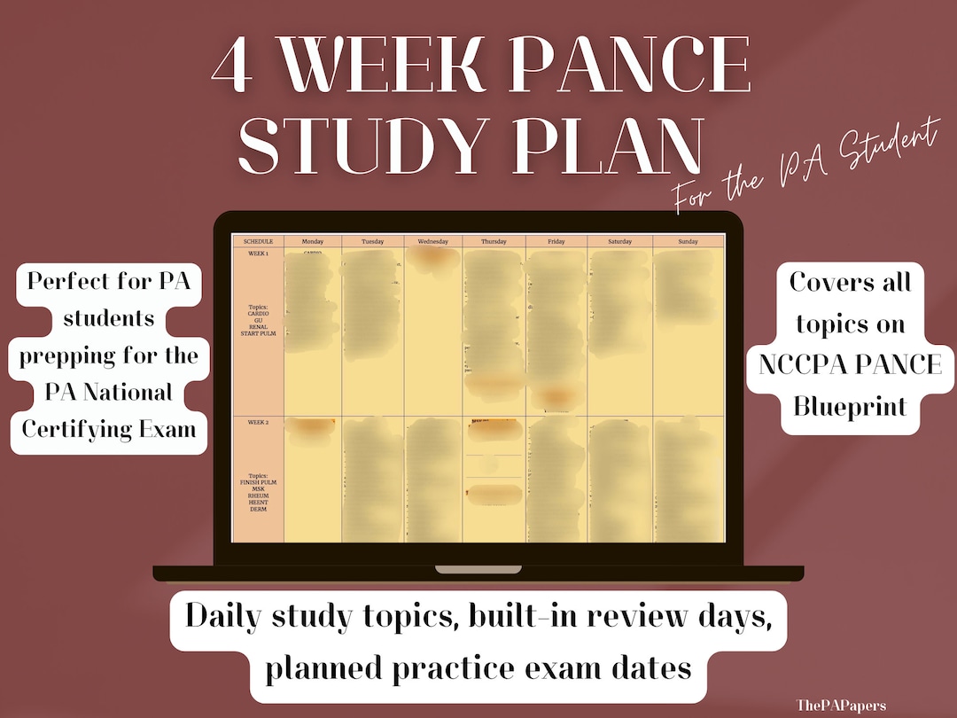 4 Week PANCE Study Plan for the PA Student / PANCE Study Plan for ...