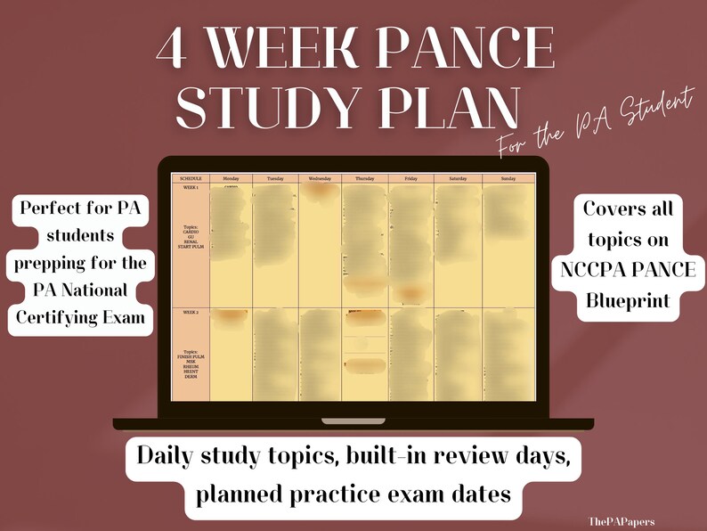 4 Week PANCE Study Plan for the PA Student / PANCE Study Plan for ...