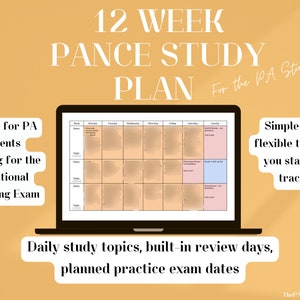 12 Week PANCE Study Plan / PANCE Study Plan for the PA Student - Etsy