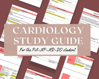 Cardiology Complete Study Sheets Study Guide Study Notes Physician ...