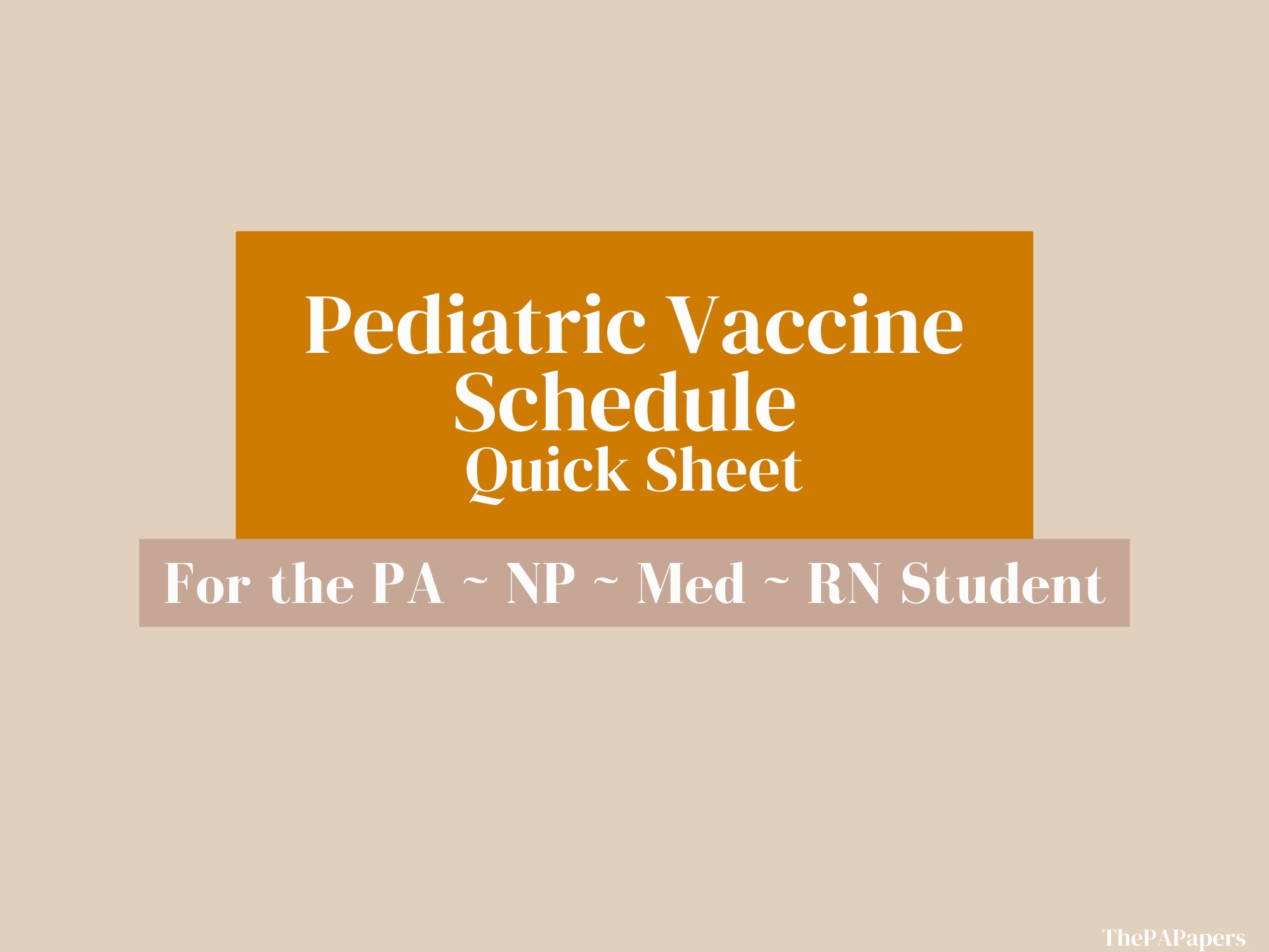 Pediatric Vaccine Schedule Quick Sheet (digital Download) - Etsy
