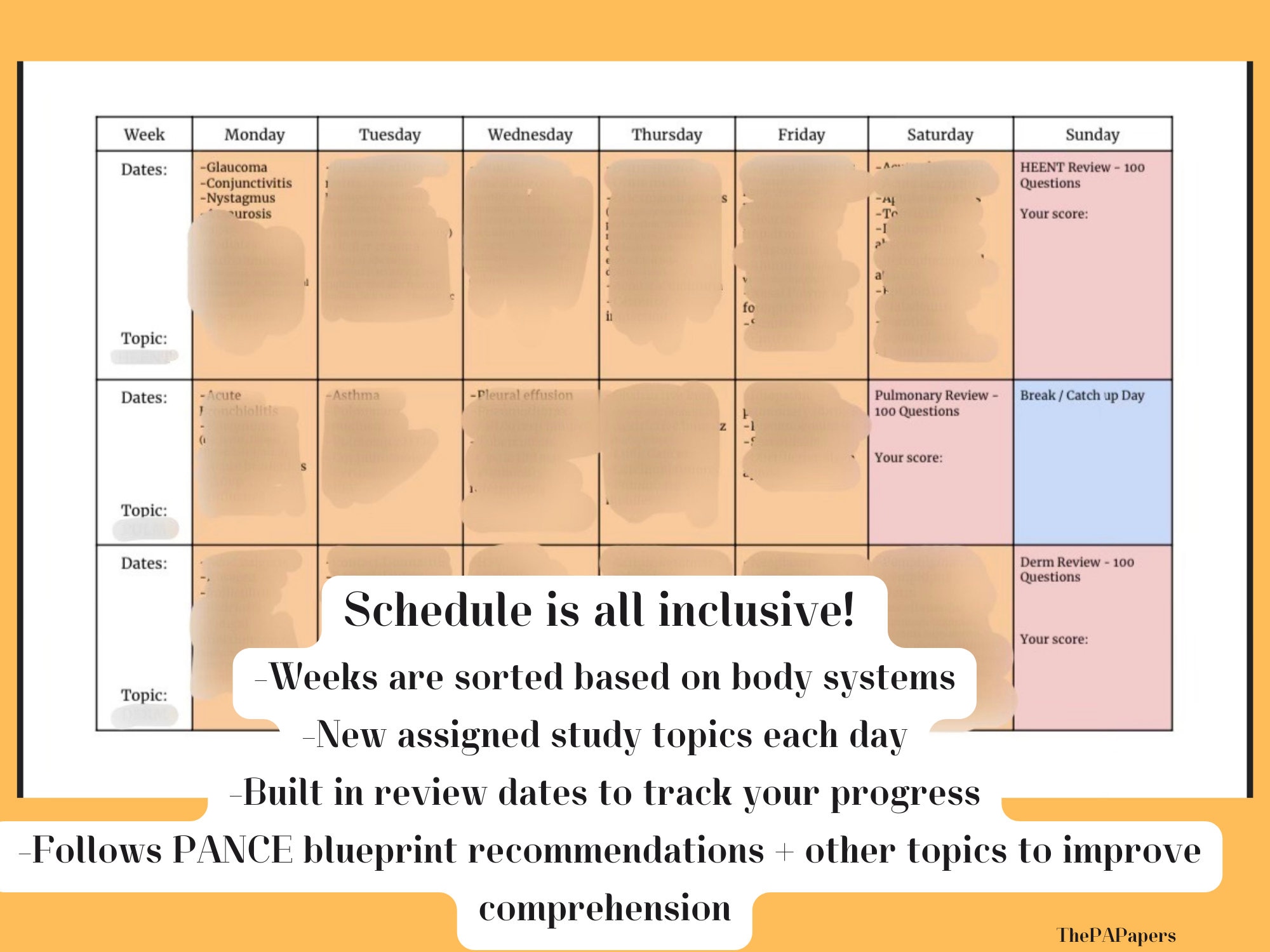 12 Week PANCE Study Plan / PANCE Study Plan for the PA Student - Etsy