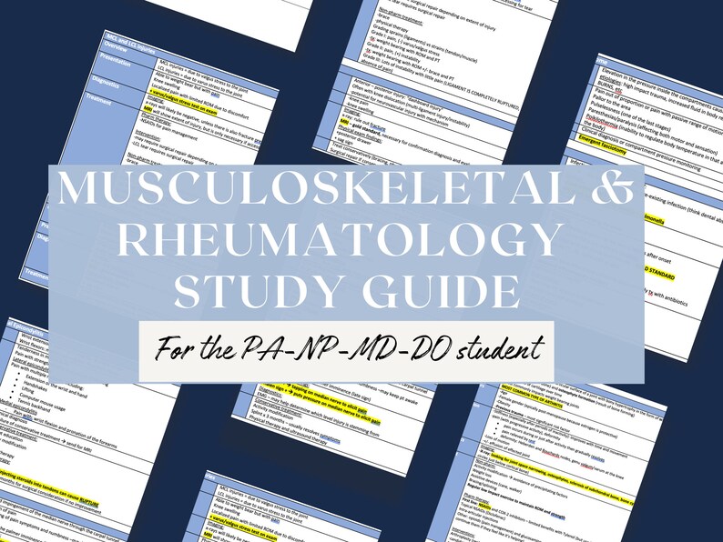 Musculoskeletal & Rheumatology Study Guide / Physician Assistant ...