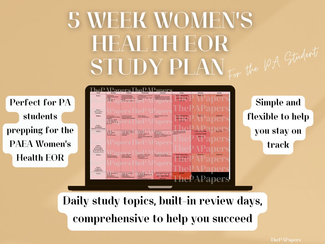 Women's Health EOR Study Plan / 5 Week EOR Study Plan for the Physician ...