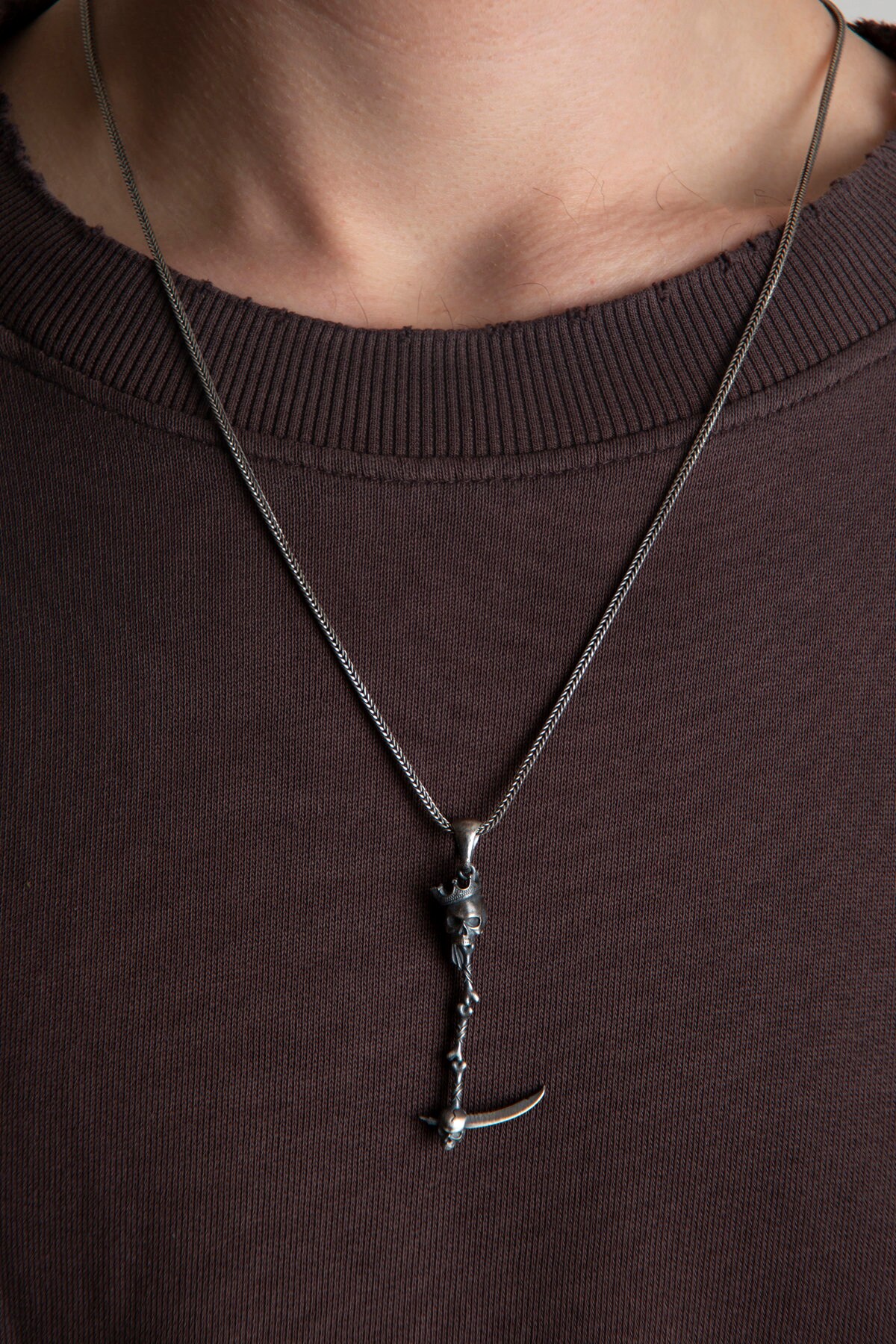 Grim Reaper Necklace Sterling Silver Grim Reaper Pendant - Etsy