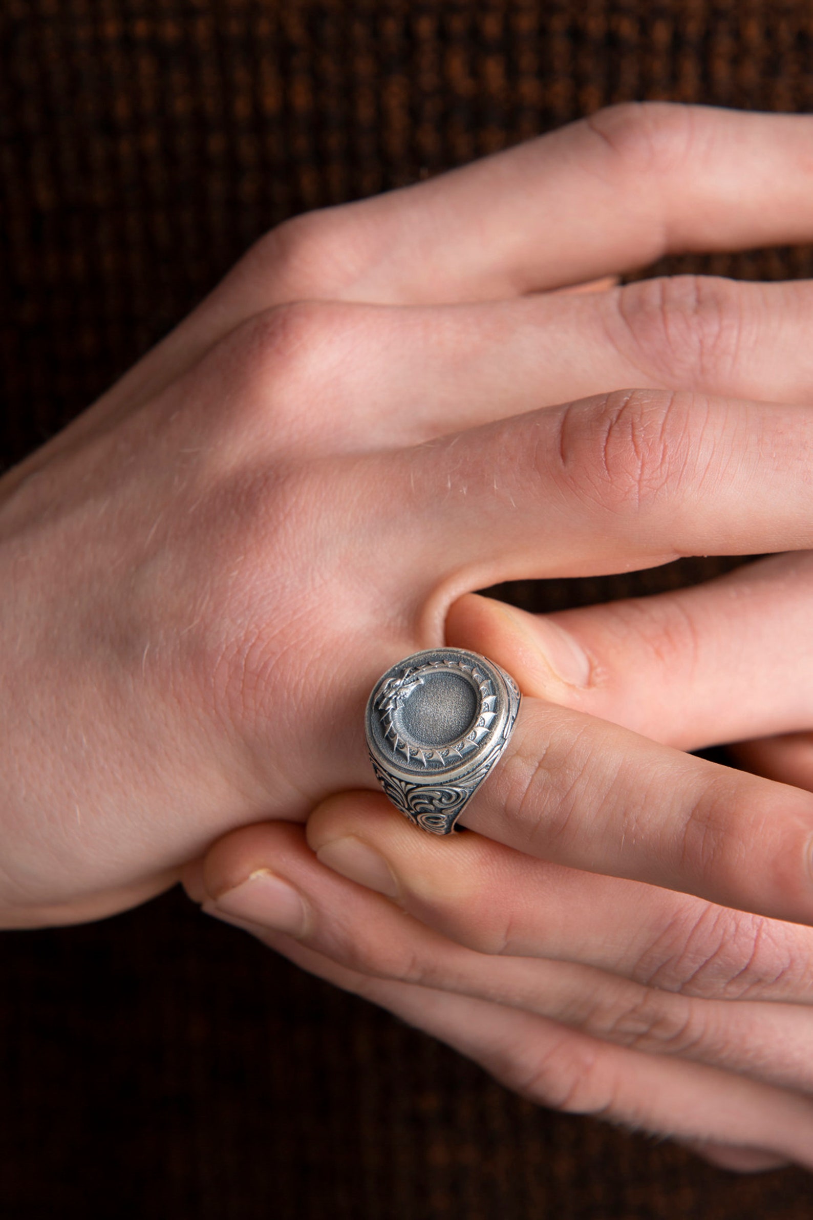 Sterling Silver Ouroboros Dragon Handmade Men Ring, Ouroboros Serpent ...