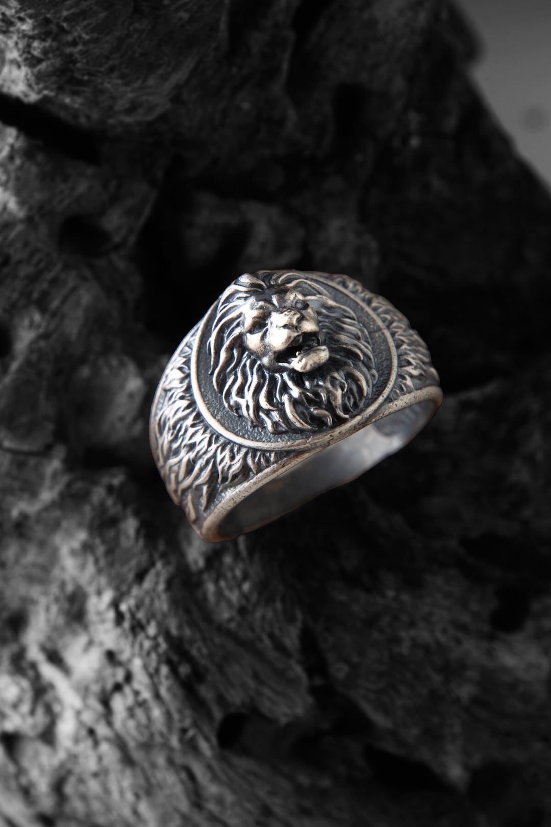Silver Lion Head Ring, Mens Lion Ring, Silver Lion Jewelry, Silver ...