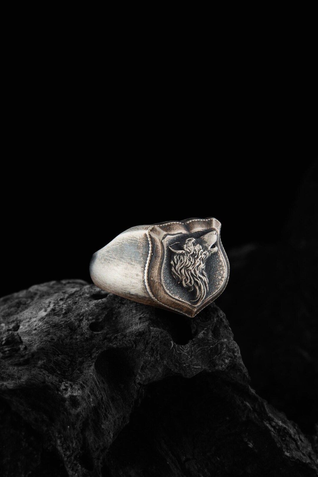 Signet Men Wolf Ring, Silver Wolf Head Ring, Wild Wolf Men Rings, Wolf ...